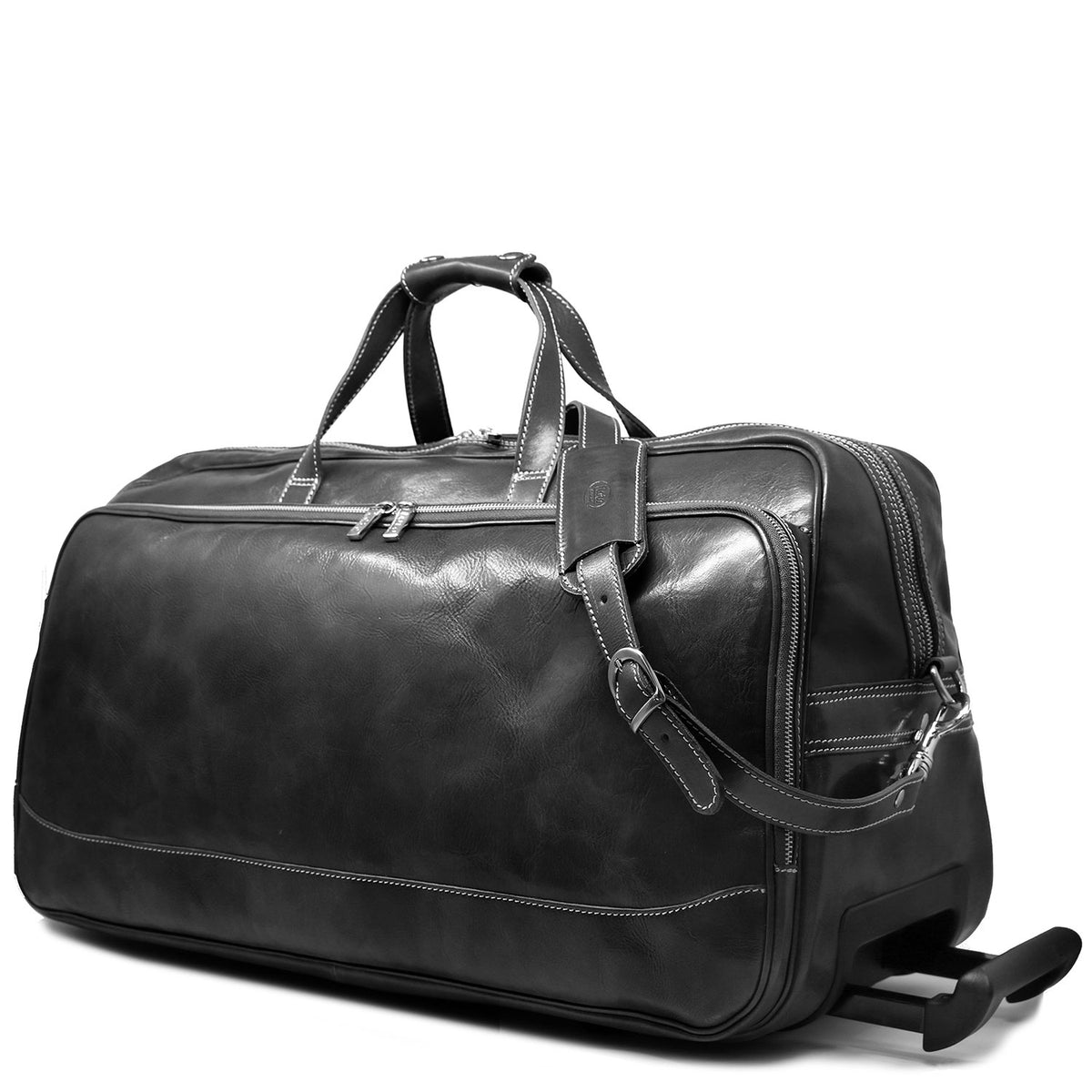 Floto Milano Italian Leather Trolley Rolling Duffle Bag Suitcase
