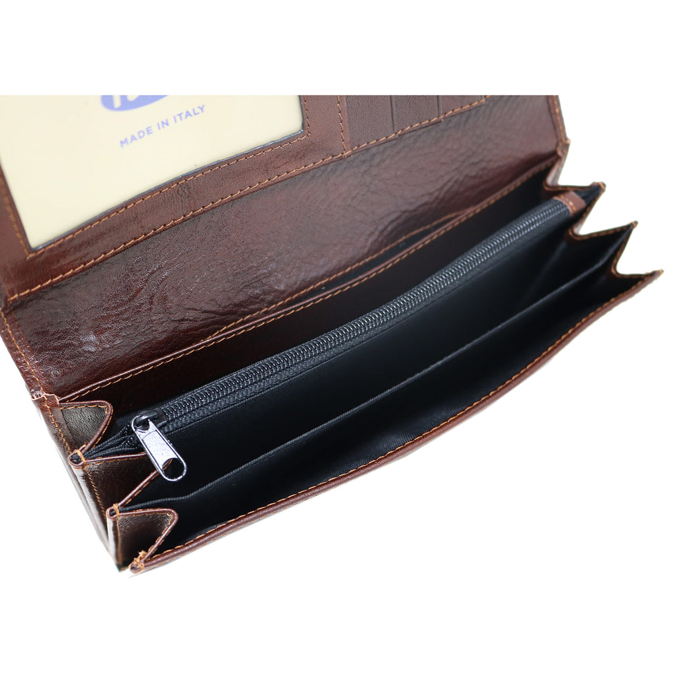 Floto Roma Italian Checkbook Wallet in Full Grain Leather