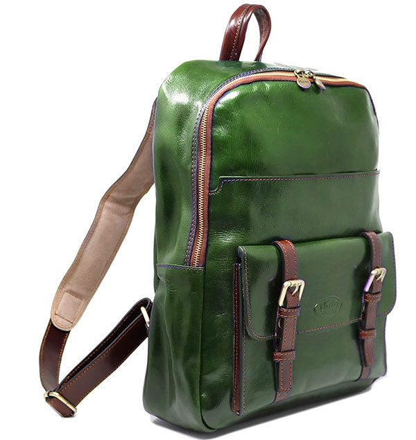 Floto Sabina Italian Leather Laptop Backpack in Brown