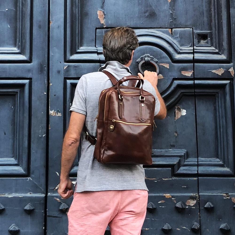 Floto Firenze Top Handle Backpack in Full Grain Calfskin Leather